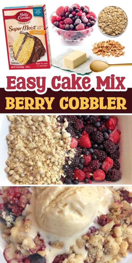 Easy Triple Berry Cobbler Made With Frozen Fruit & Cake Mix!